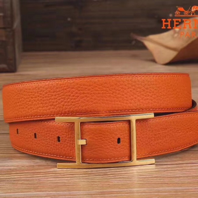 Hermes Quentin 32 MM Orange Reversible Belt HJ00613 | Replica Hermes